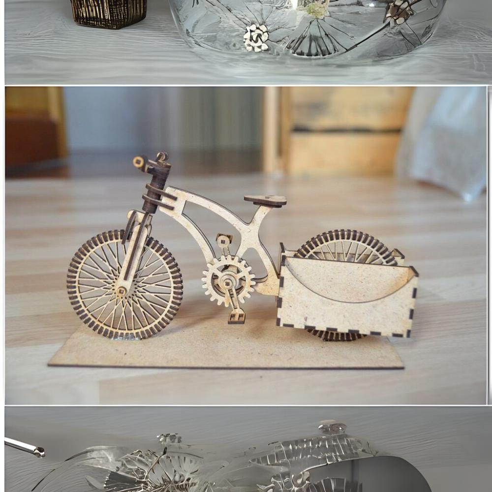 3D Laser Cut Wooden Bicycle Model, 3D Decorative Wooden Bicycle Model ...