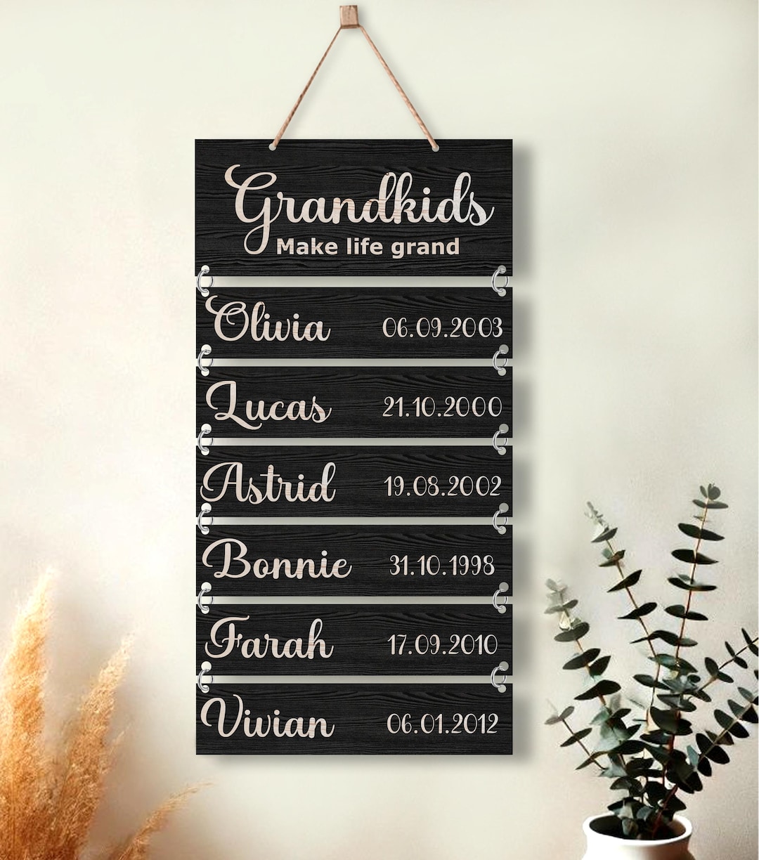 Wooden Grandchildren Sign,family Name Plaque,custom Wooden Name Signs ...