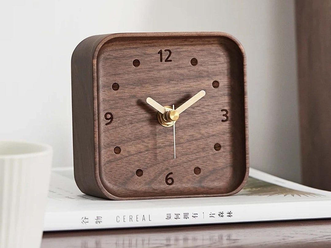 Minimalist Wooden Desk Clock Solid Wood Mini Desk Clocks Office Clock ...
