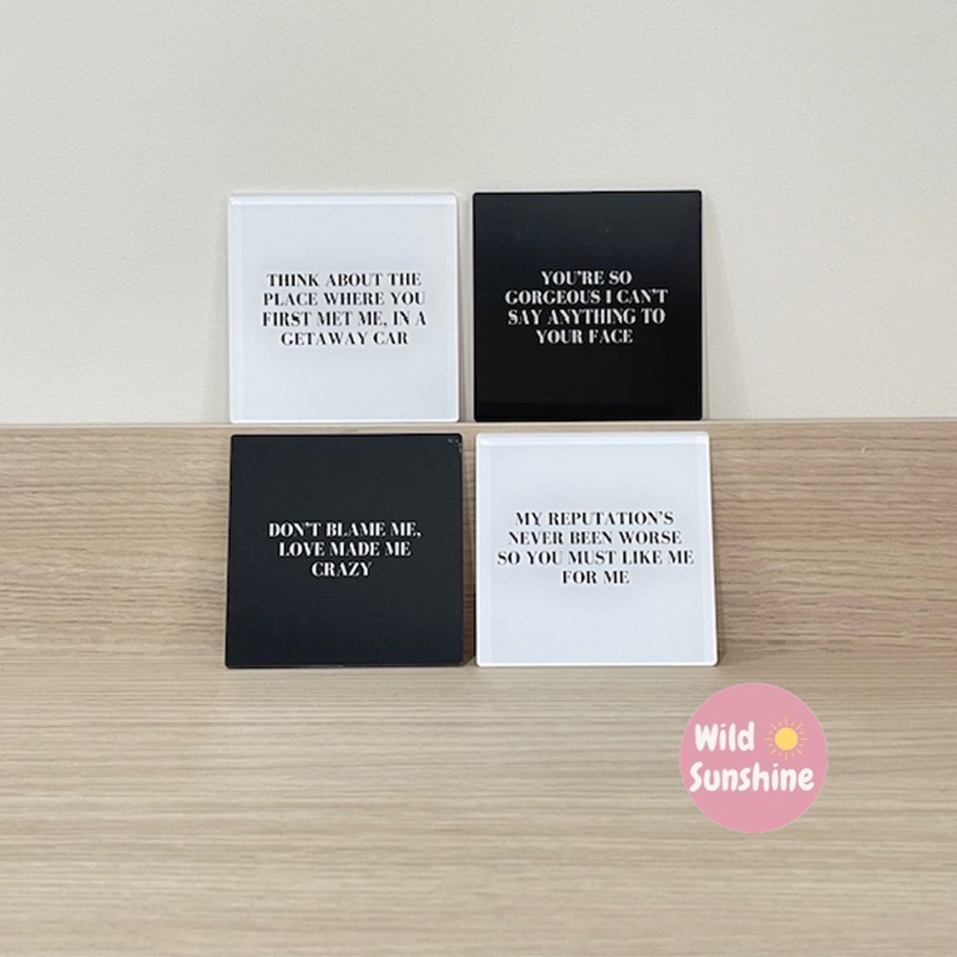 Taylor Swift Inspired Repuation Acrylic Coaster Set of 4 Black and ...