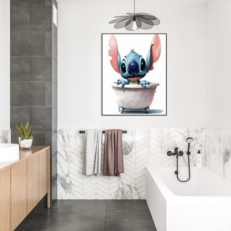 Stitch Bathroom Print, Stitch Wall Decor,stitch Art Print,stitch Wall ...