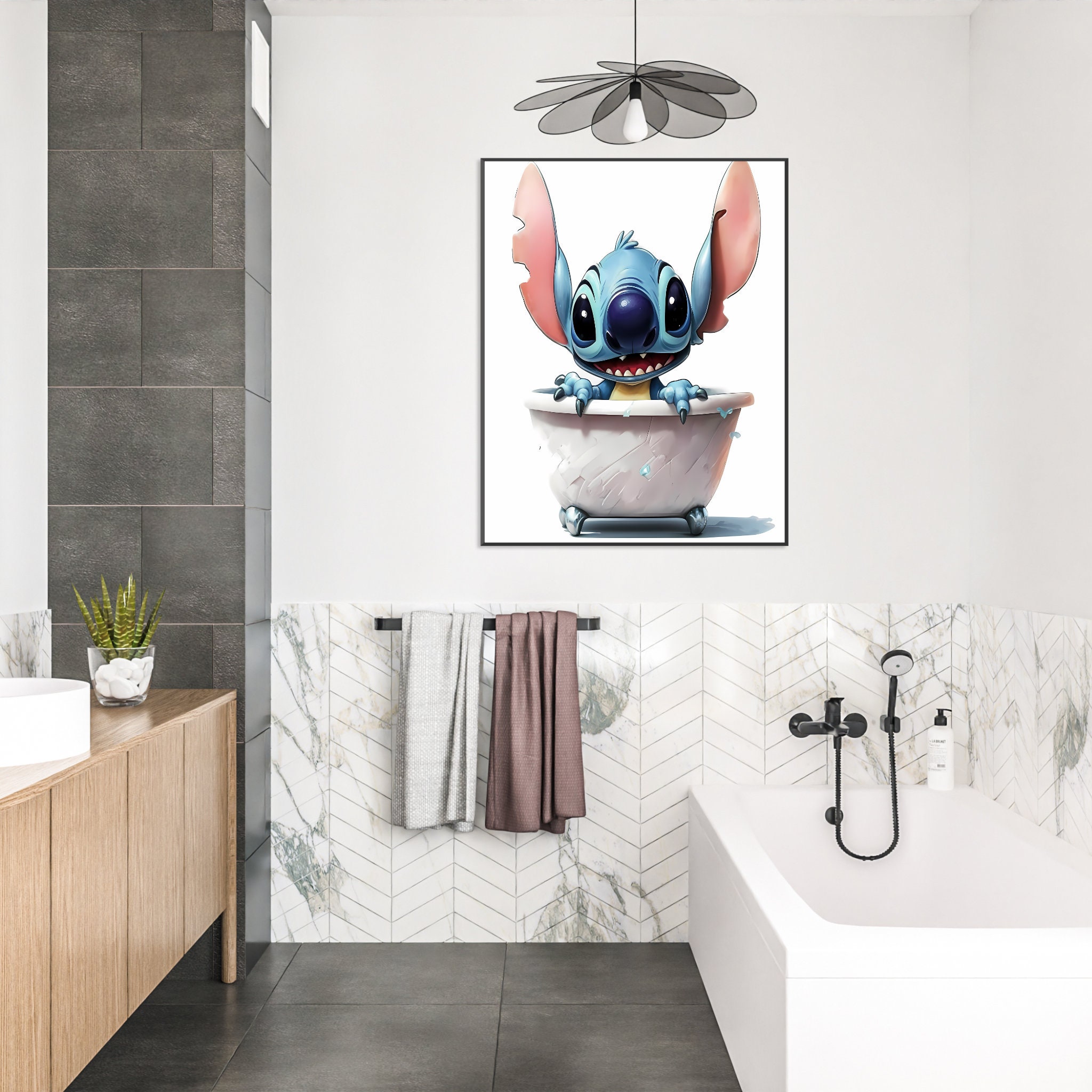 Stitch Bathroom Print, Stitch Wall Decor,stitch Art Print,stitch Wall ...