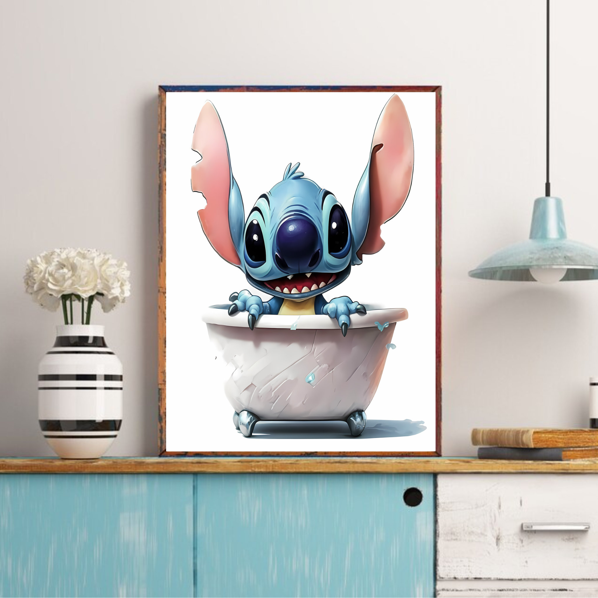 Stitch Bathroom Print, Stitch Wall Decor,stitch Art Print,stitch Wall ...