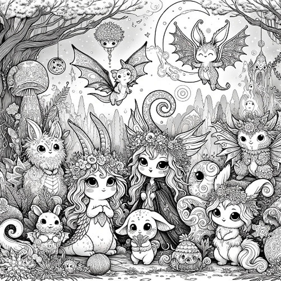 Enchanted Garden: Whimsical Coloring Page for Kids Digital Download - Etsy