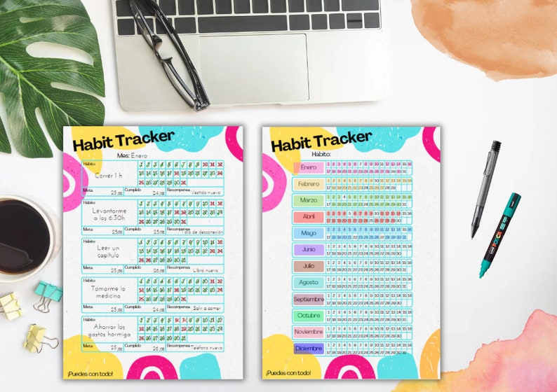 Weekly and Monthly Habit Tracker A4 Size Printable PDF - Etsy
