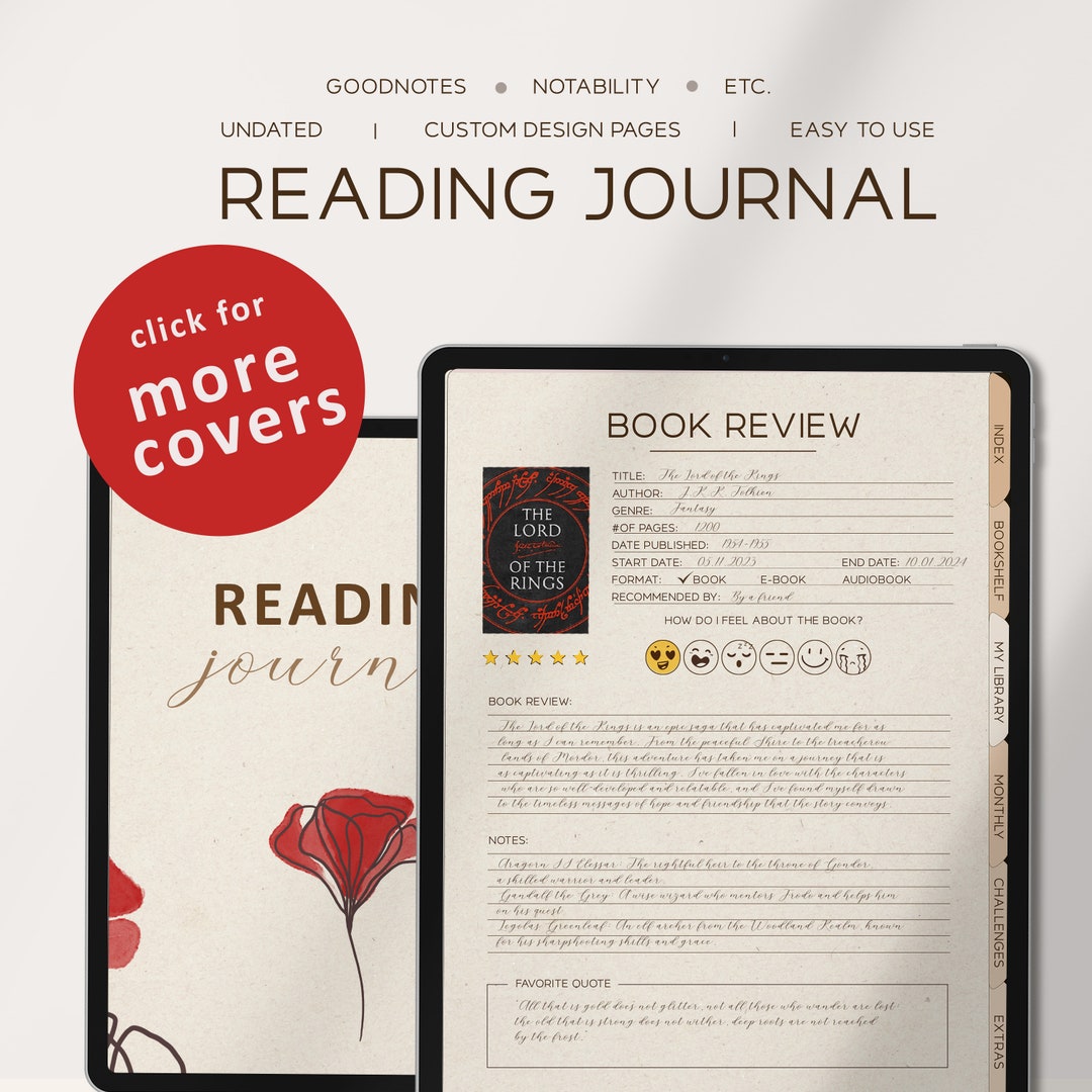 Digital Reading Journal for Book Lovers: Interactive Planner, Reading ...
