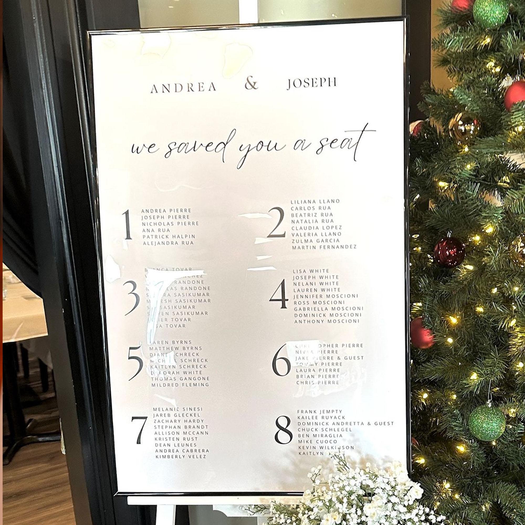 Custom Printed Large Guest Name Acrylic Wedding Seating Chart Sign ...