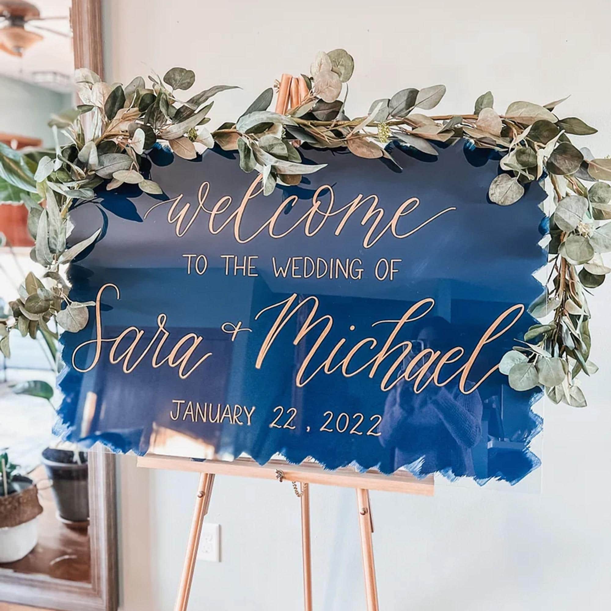 Brushed Acrylic Wedding Welcome Sign: Custom Couple Name Reception ...