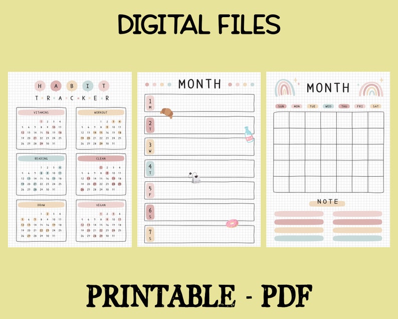 Boho Monthly Habit Tracker Template | Monthly Habit Tracker | Weekly ...