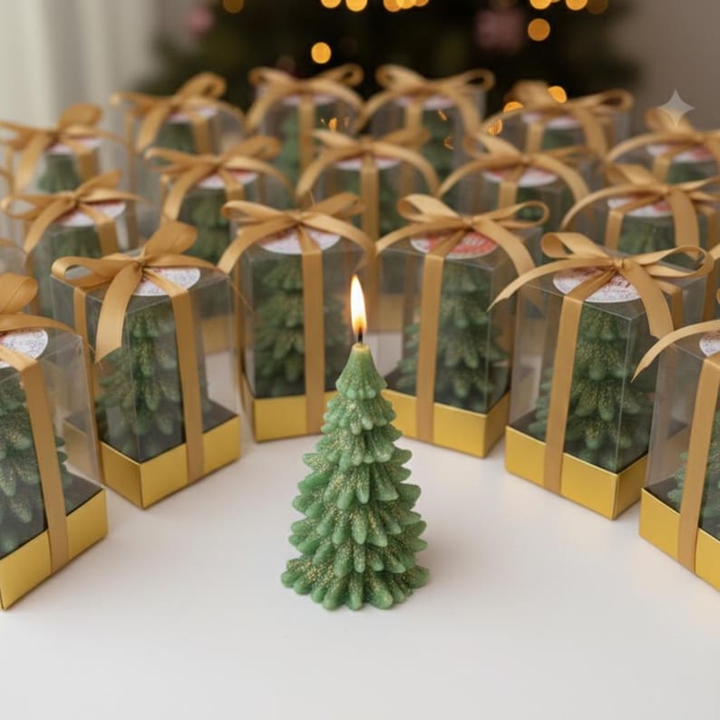 Christmas Tree Candle Gift, Noel Party Favor, Holiday Mini Pine Candle ...
