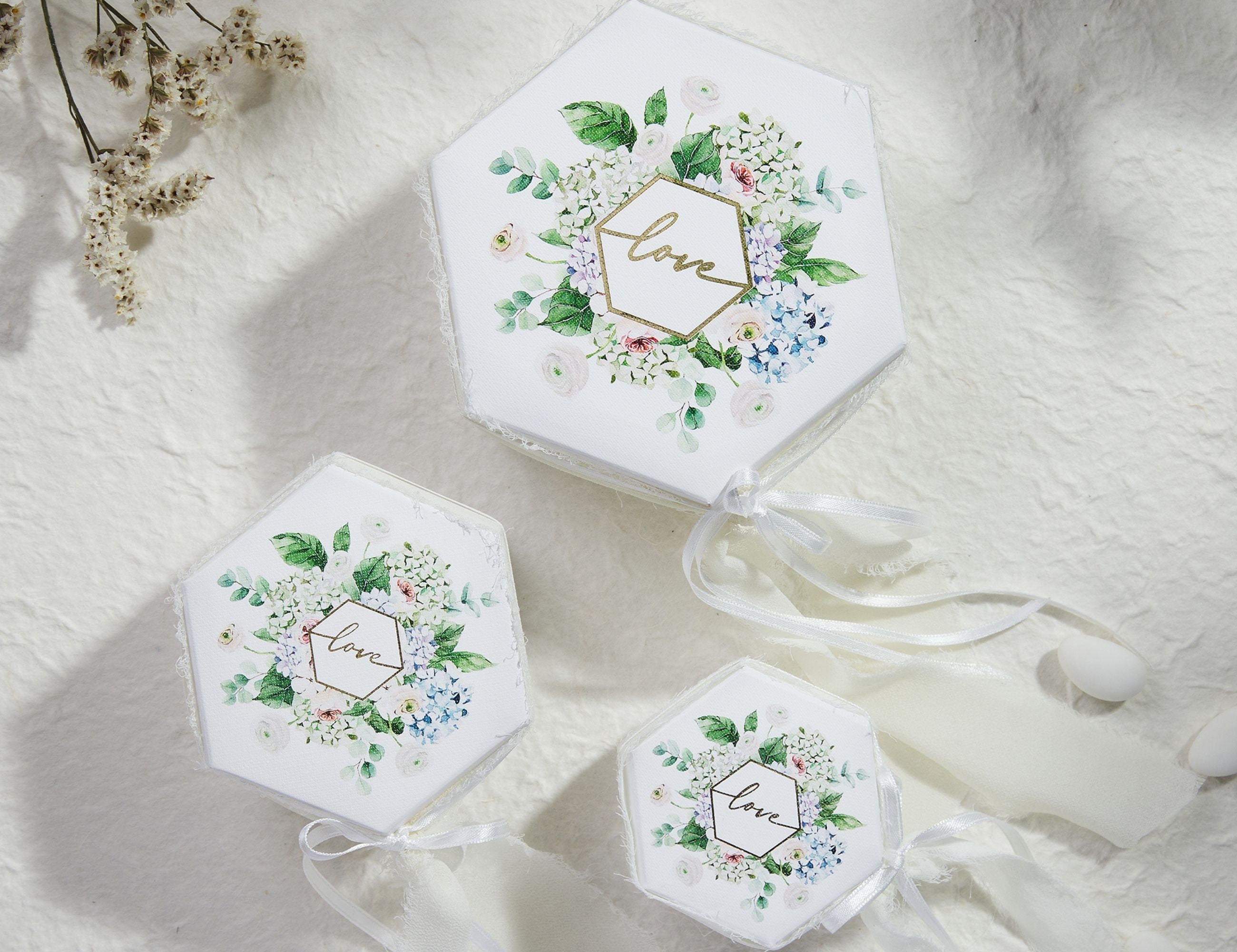 Set of 40 Hexagonal White Favor Boxes Ideal for Wedding Favor Boxes ...