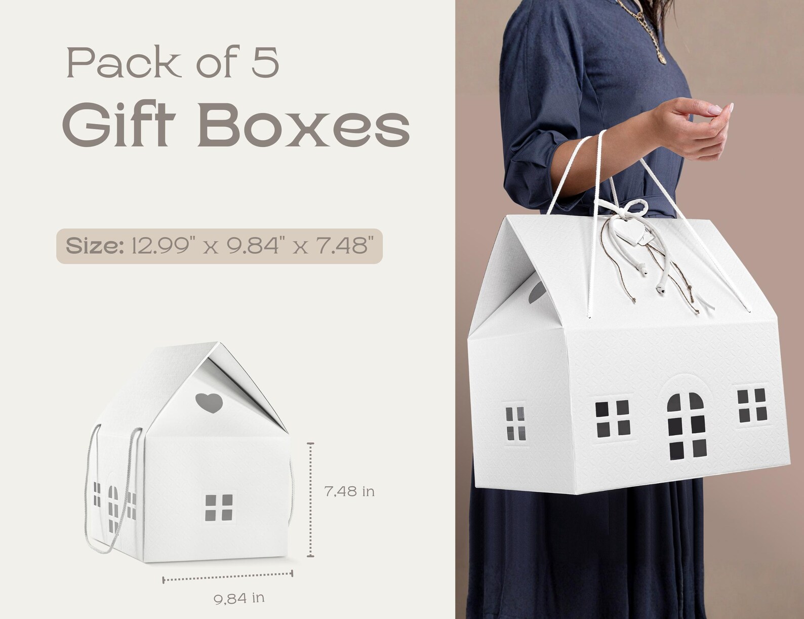 Pack of 5 House Shaped Gift Boxes (7.87 X 7.87 X 7.08 Inch) - Mansion ...