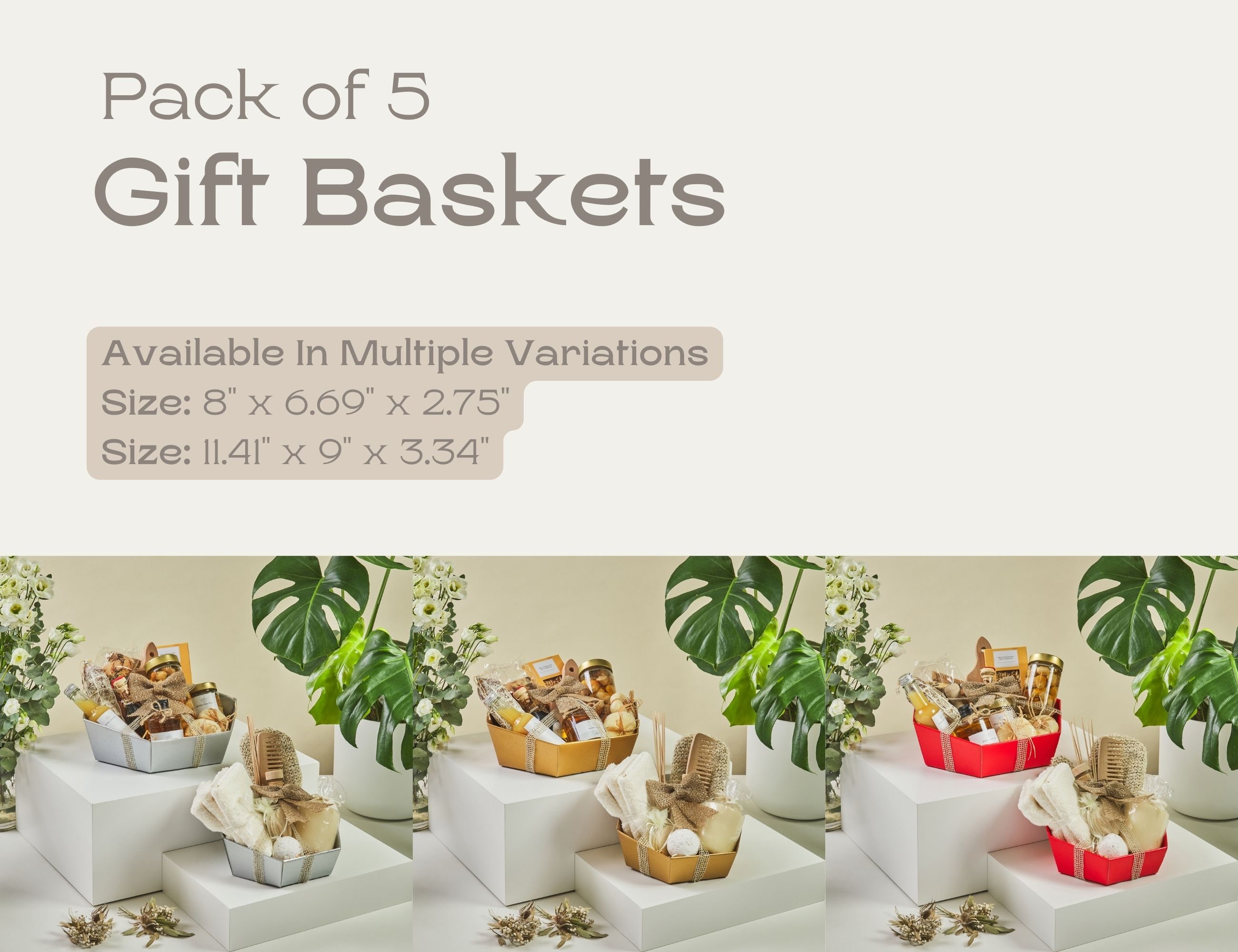 Pack of 5 Sturdy Empty Gift Baskets Made in Italy Gift Baskets to Fill ...
