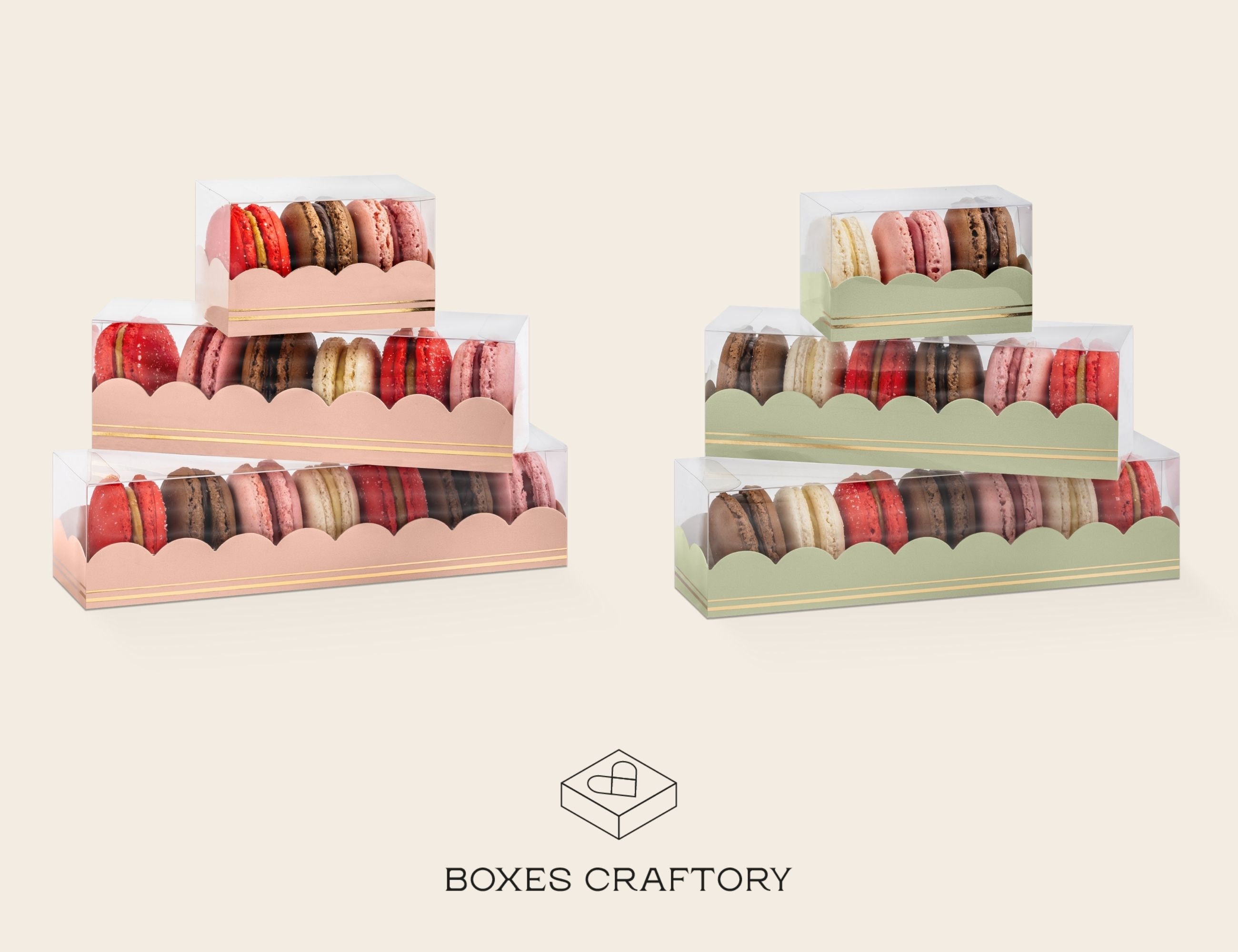 Set of 25 Macaron Boxes With Clear Window for 3/6/7 Macarons Ideal for ...