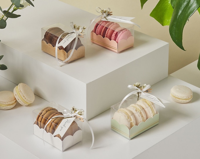 Set of 25 Macaron Boxes With Clear Window for 3/6/7 Macarons- Ideal for ...