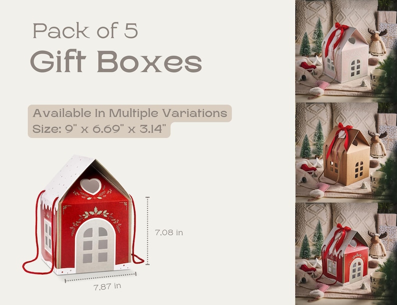 Pack of 5 House Shaped Gift Boxes (7.87 X 7.87 X 7.08 Inch) - Mansion ...