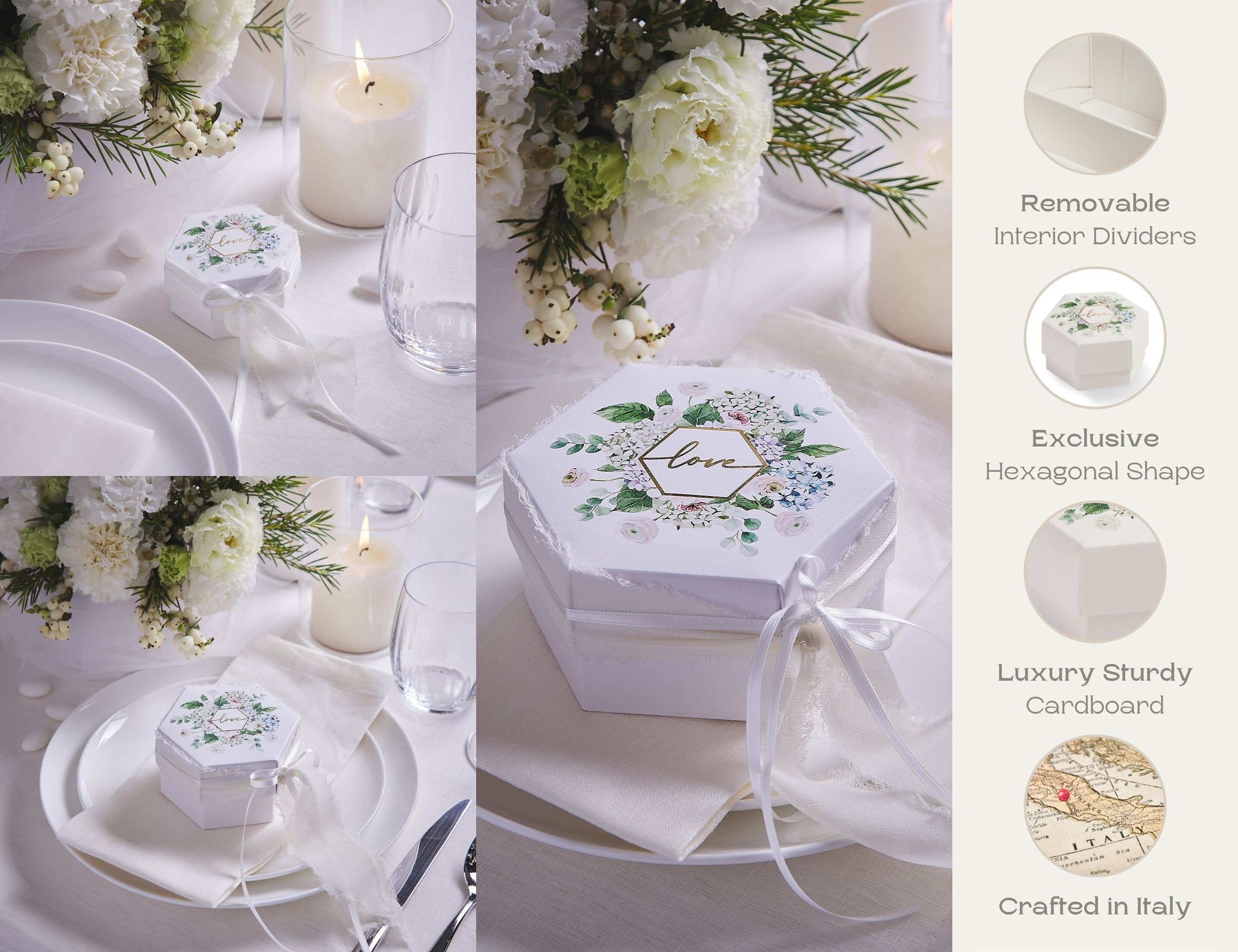 Set of 40 Hexagonal White Favor Boxes Ideal for Wedding Favor Boxes ...