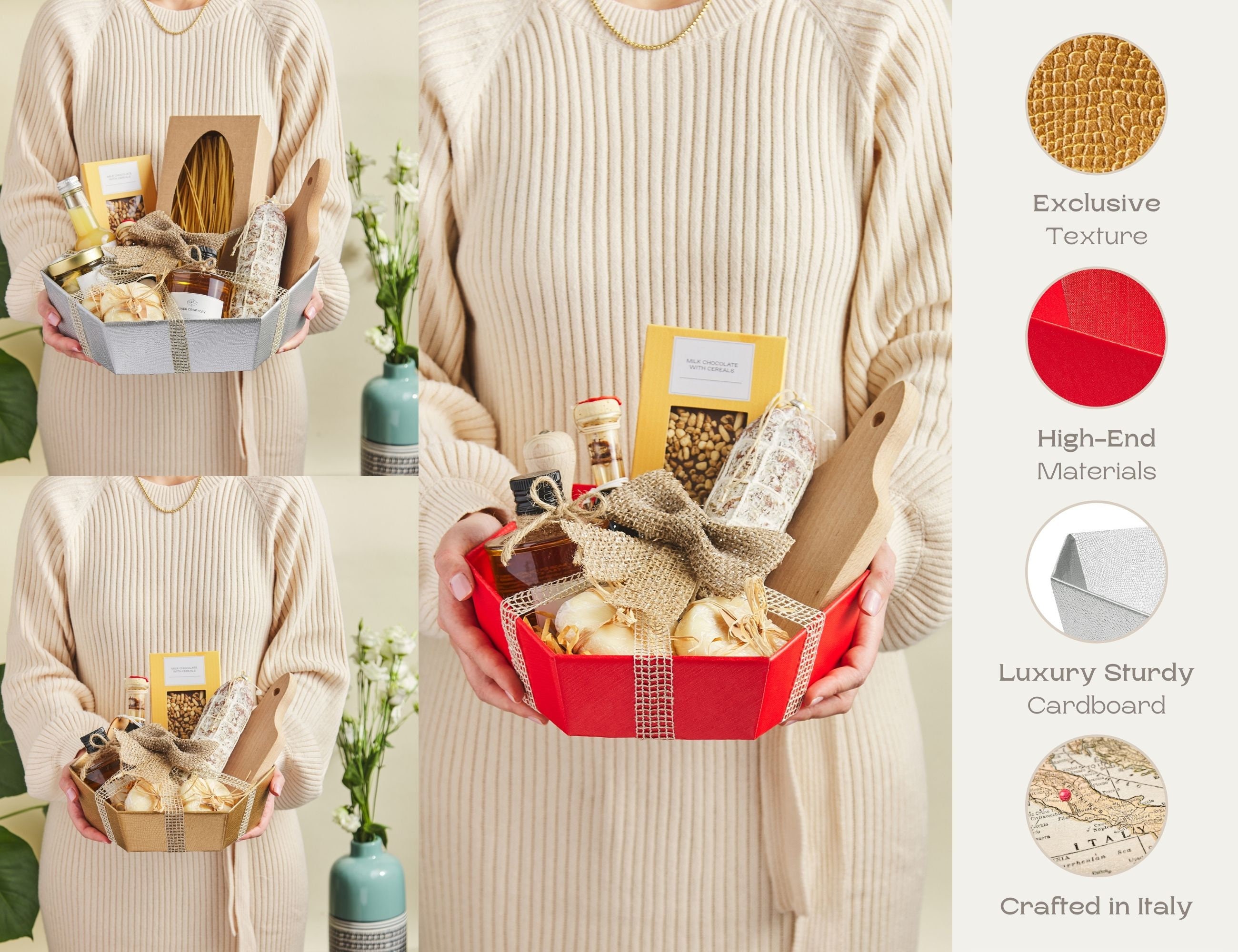 Pack of 5 Sturdy Empty Gift Baskets Made in Italy Gift Baskets to Fill ...