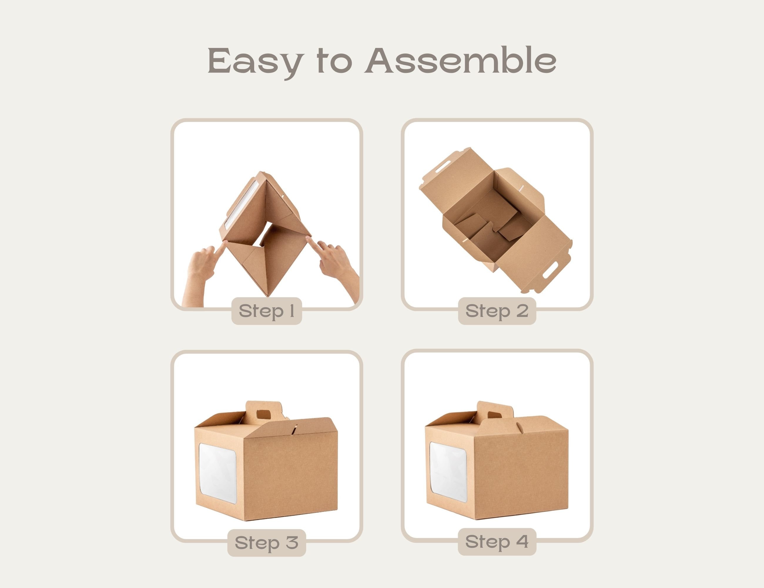 Set of 10 Tall Cake Boxes With Window and Carrying Handle - Ideal for ...