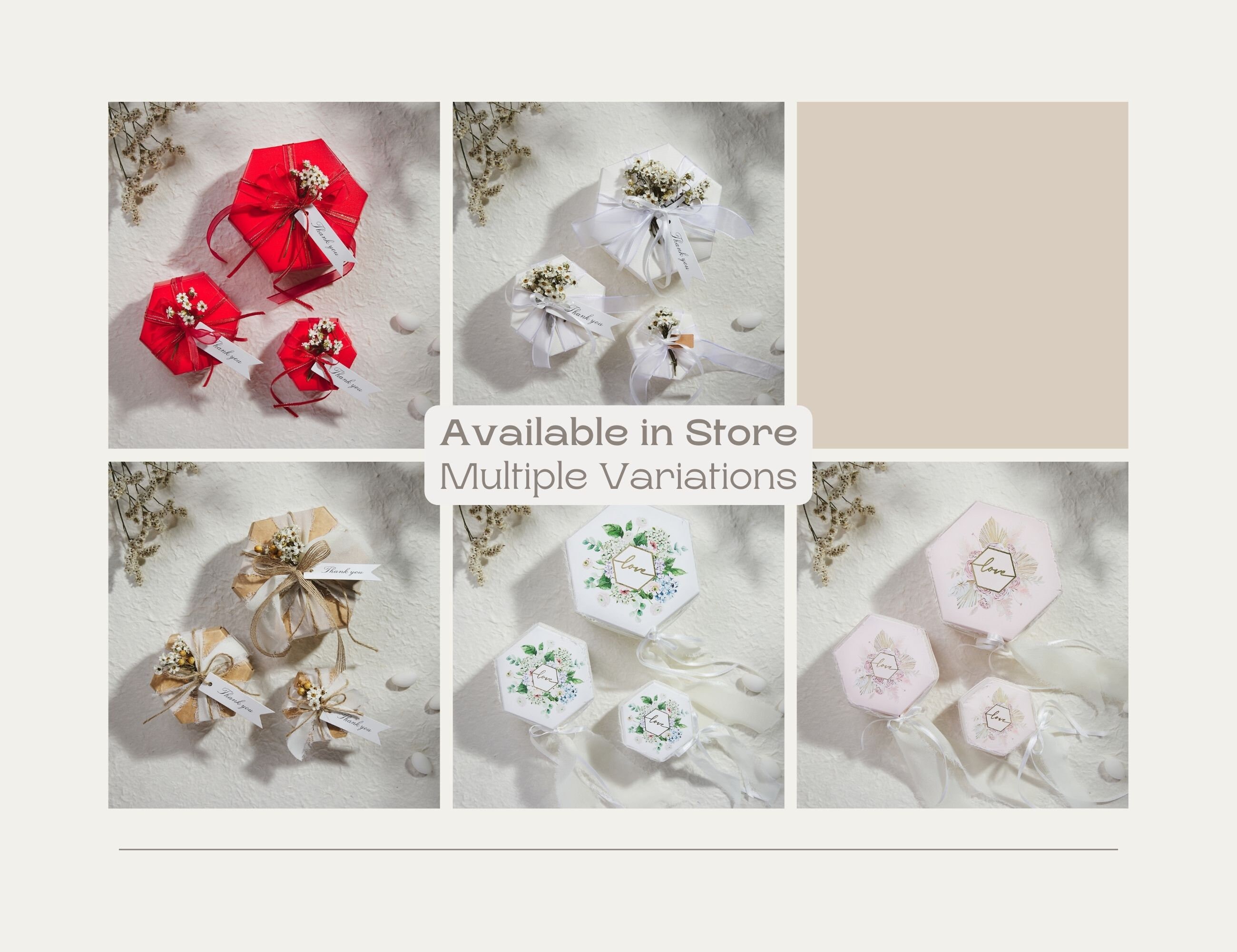 Pack of 40 Hexagonal Small Favor Boxes Ideal for Wedding Favors, Baby ...