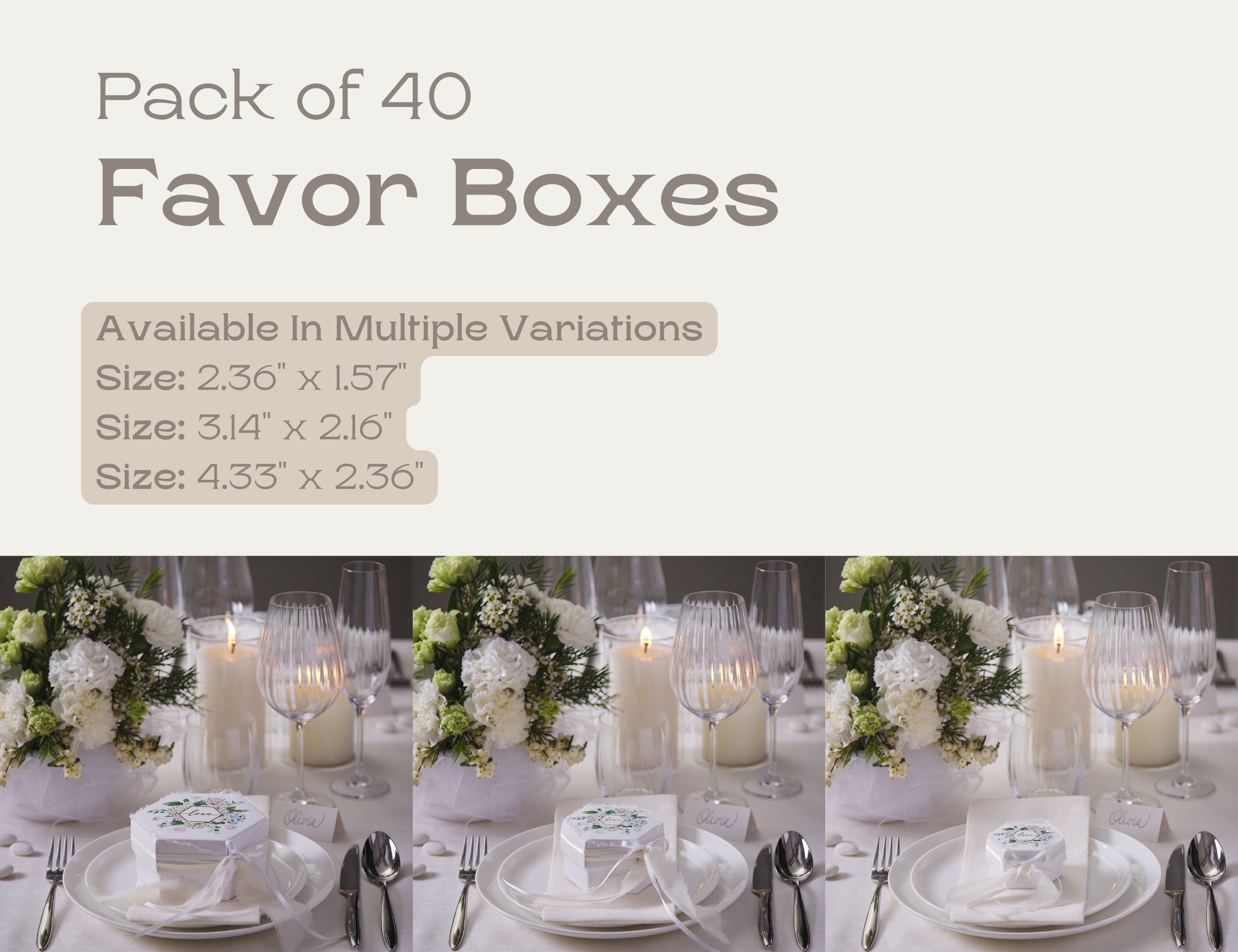 Set of 40 Hexagonal White Favor Boxes - Ideal for Wedding Favor Boxes ...