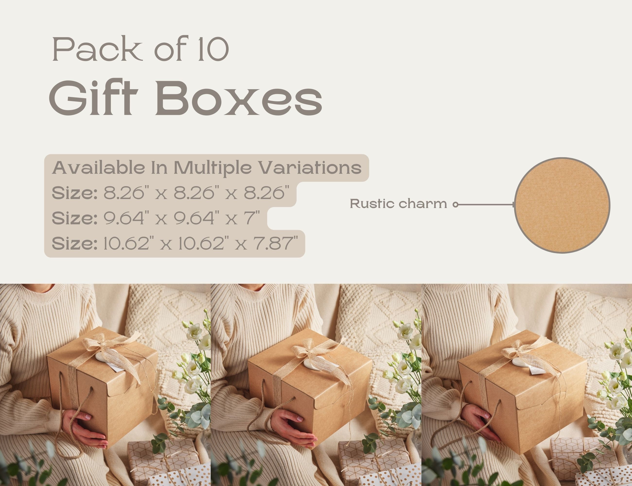 Pack of 10 Gift Boxes With Lids & String Handles - Ideal for Bakery ...