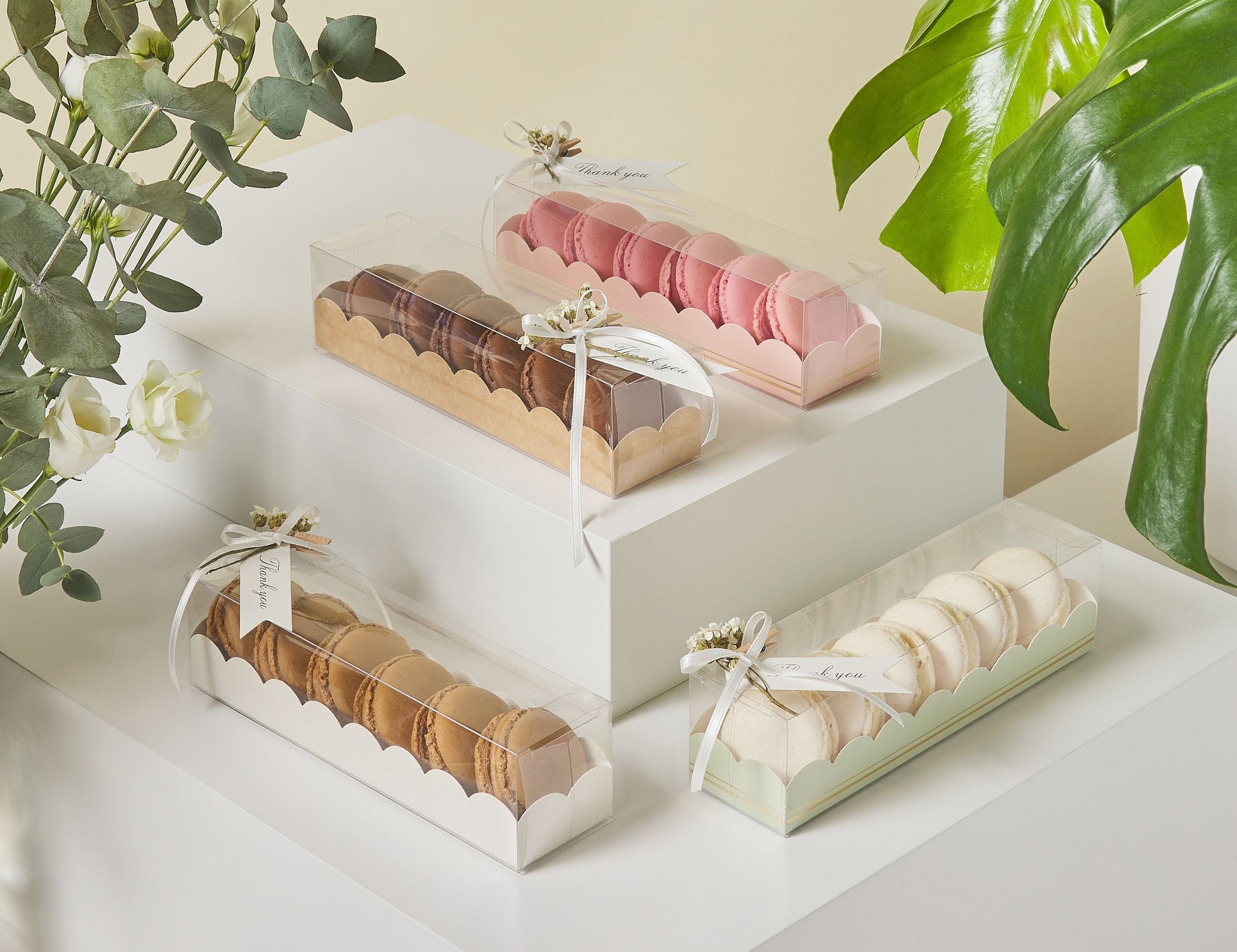 Set of 25 Macaron Boxes With Clear Window for 3/6/7 Macarons- Ideal for ...