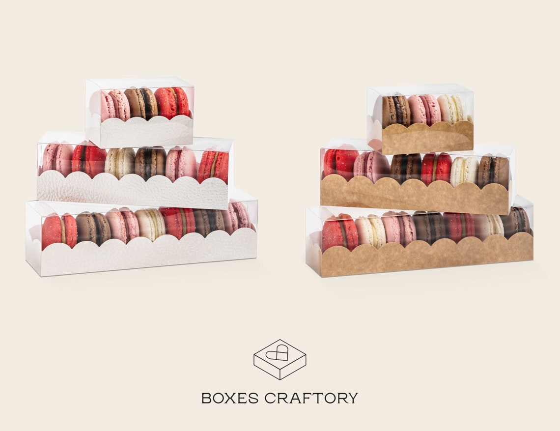 Set of 25 Macaron Boxes With Clear Window for 3/6/7 Macarons Ideal for ...