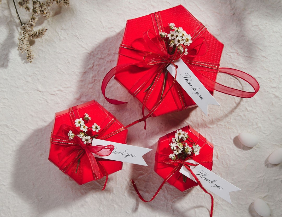 Pack of 40 Hexagonal Small Favor Boxes - Ideal for Wedding Favors, Baby ...