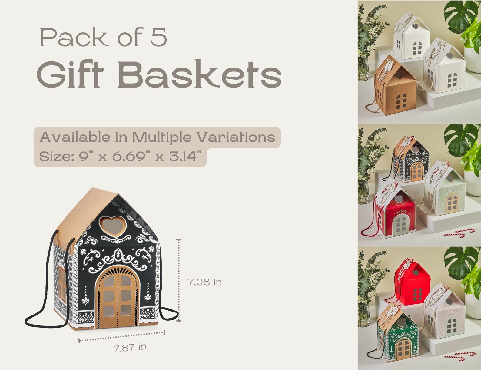 Pack of 5 House Shaped Gift Boxes 7.87 X 7.87 X 7.08 Inch Mansion Boxes ...