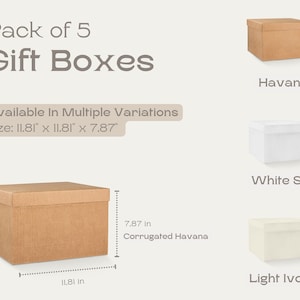 Pack of 5 Gift Boxes With Lids (11.81 X 11.81 X 7.87 Inch) - Ideal for ...