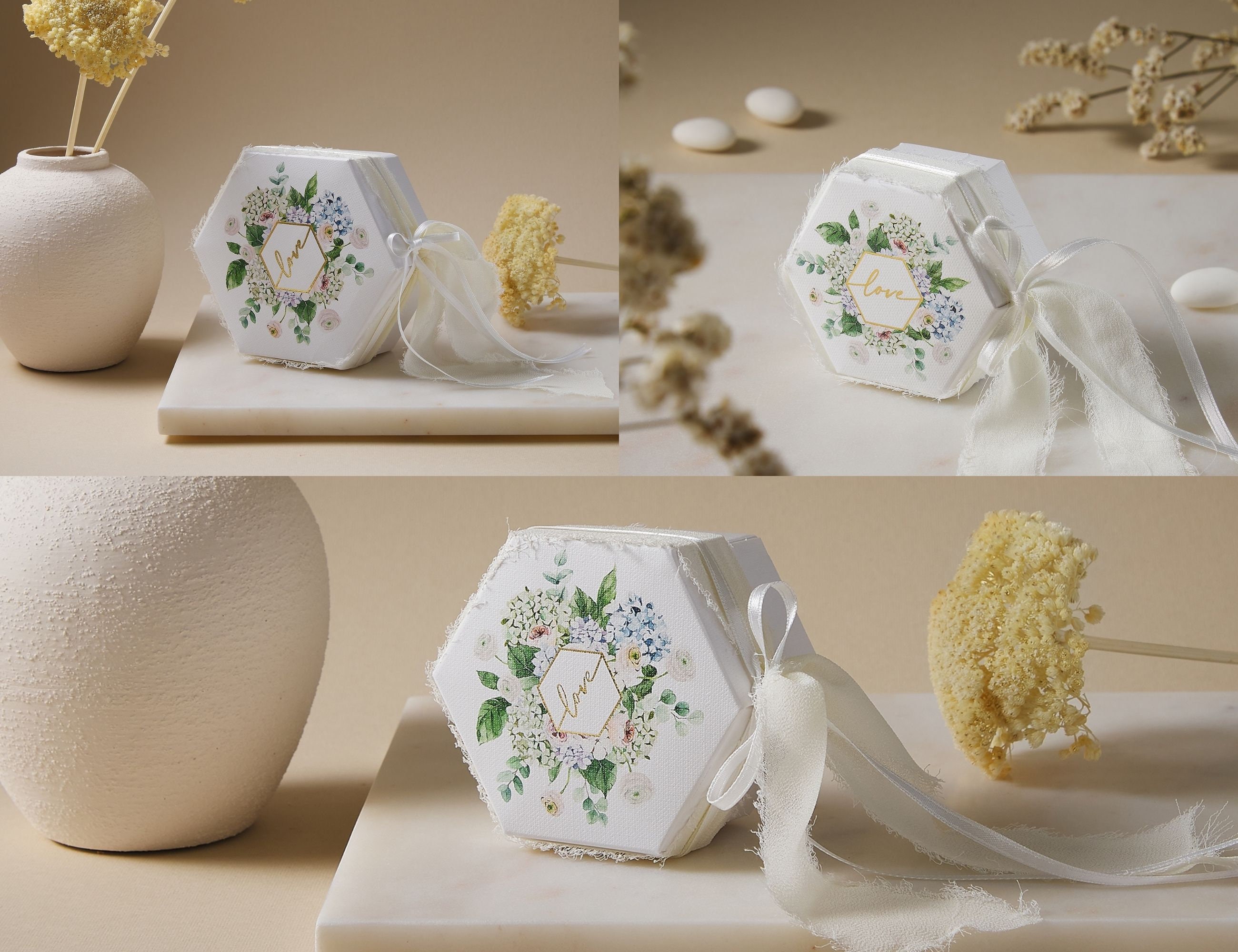 Set of 40 Hexagonal White Favor Boxes Ideal for Wedding Favor Boxes ...