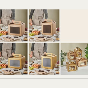 Set of 10 Tall Cake Boxes With Window and Carrying Handle - Ideal for ...