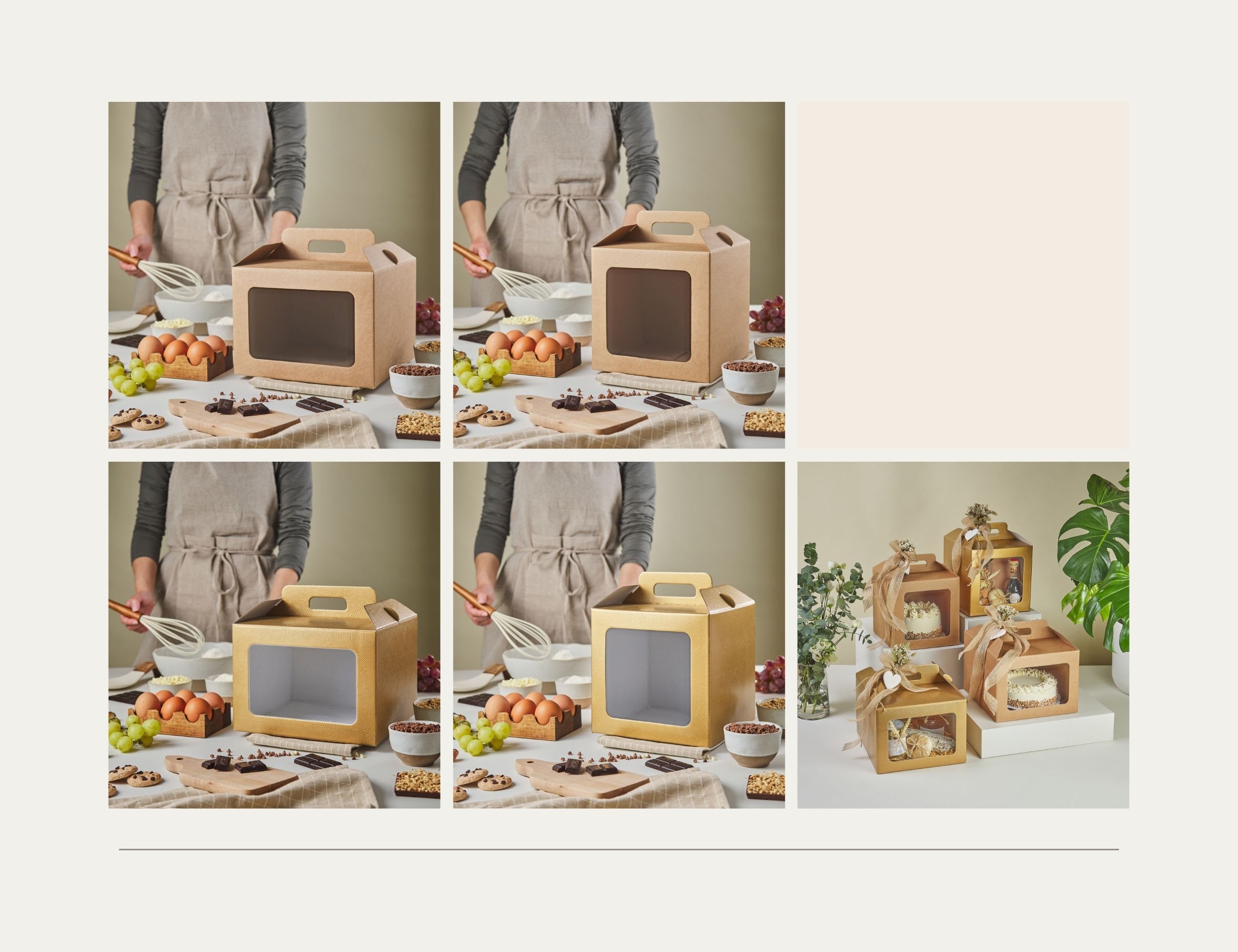 Set of 10 Tall Cake Boxes With Window and Carrying Handle - Ideal for ...