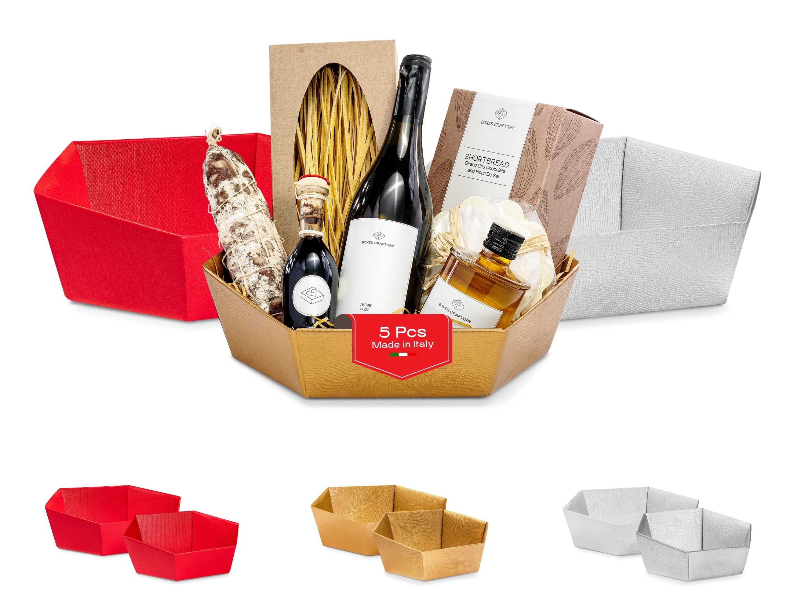 Pack of 5 Sturdy Empty Gift Baskets Made in Italy Gift Baskets to Fill ...