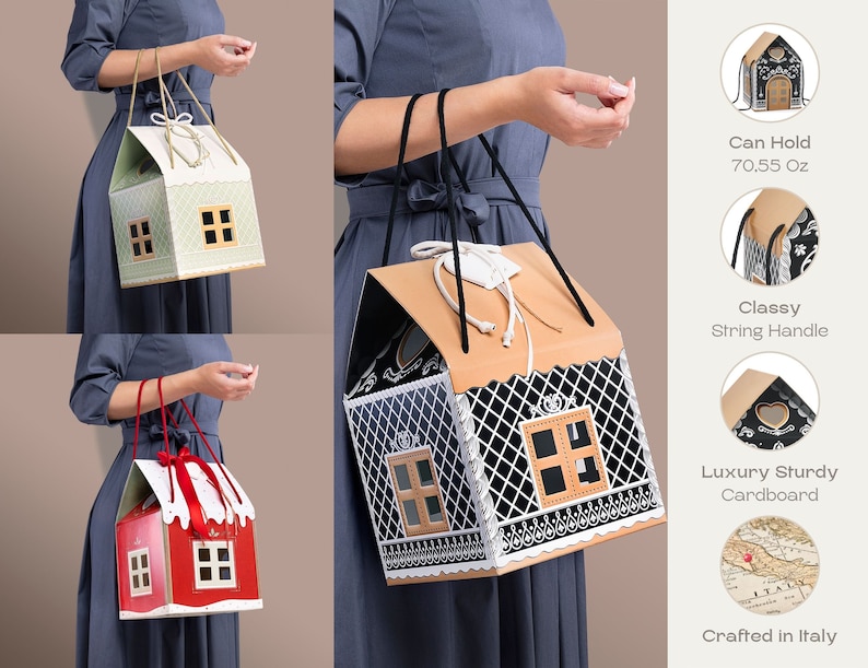 Pack of 5 House Shaped Gift Boxes 7.87 X 7.87 X 7.08 Inch Mansion Boxes ...