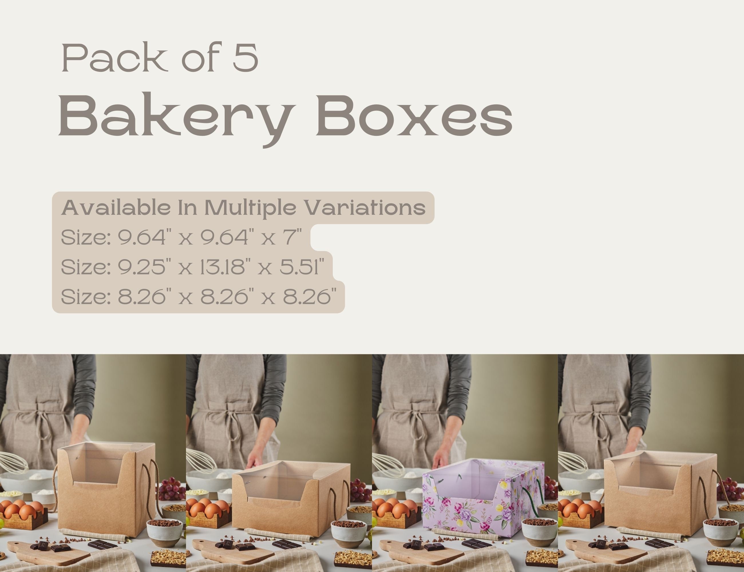 Cake Boxes With Clear Window & Handles - Pack of 5 - Etsy