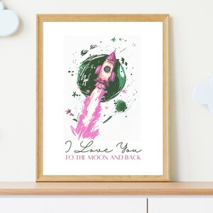 Love You to the Moon and Back PINK - Space Themed Printable Wall Art ...