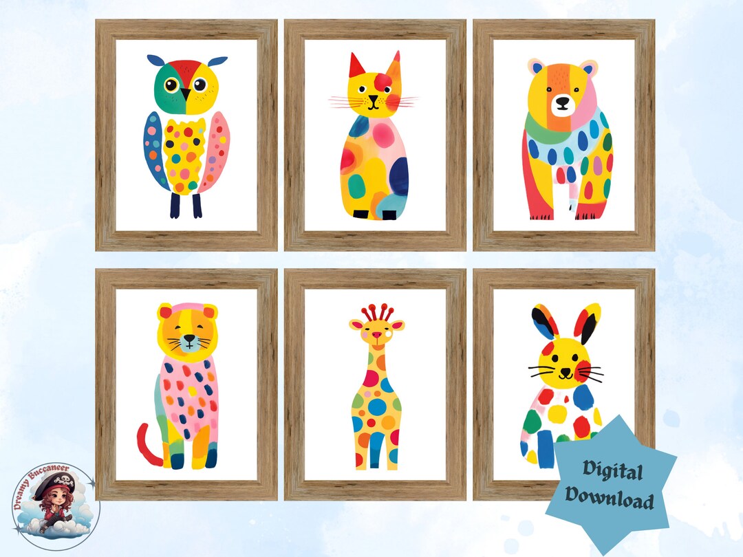 6x Spotty Animals Printable Wall Art - Set of Kids Prints for Nursery ...