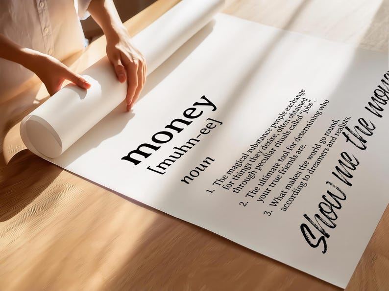 Money Definition Printable Poster: Funny Money Print, Humour Wall Art ...