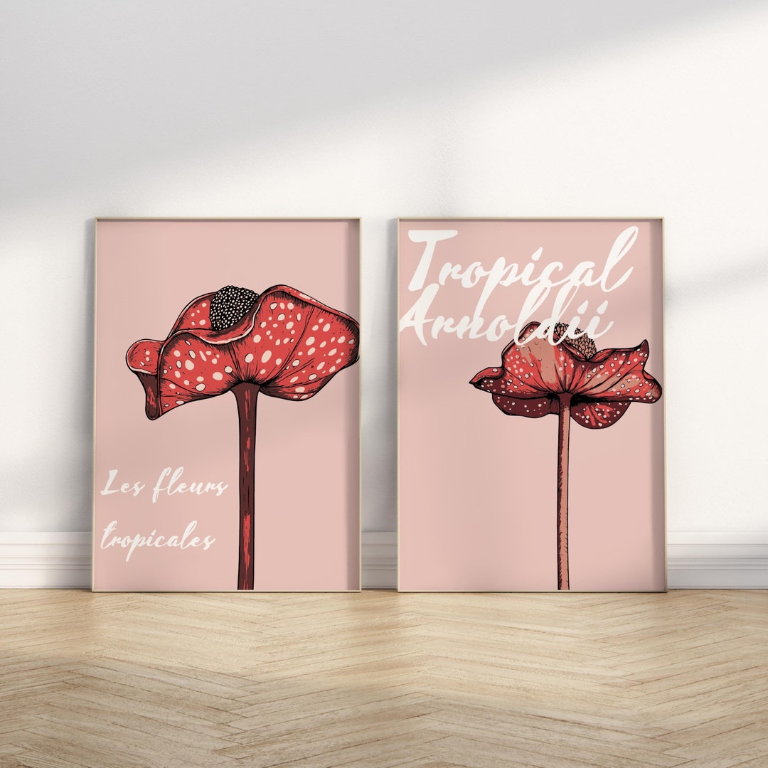 Botanical Wall Printable: Set of 2, Rafflesia Inspired Poster, Floral ...