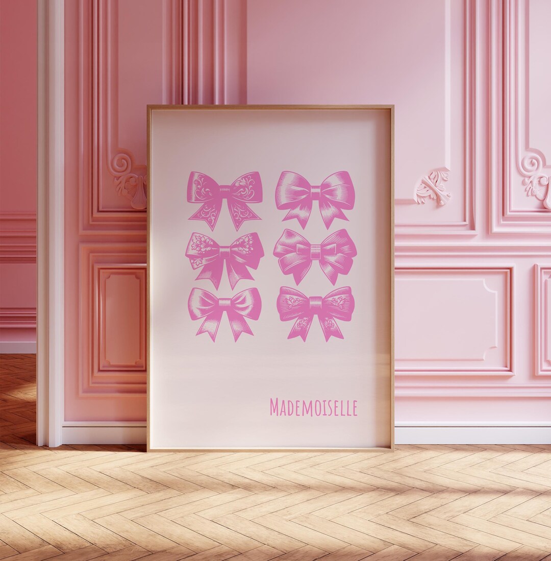 Baby Pink Bows Digital Download Wall Art: Coquette Room Decor, Preppy ...