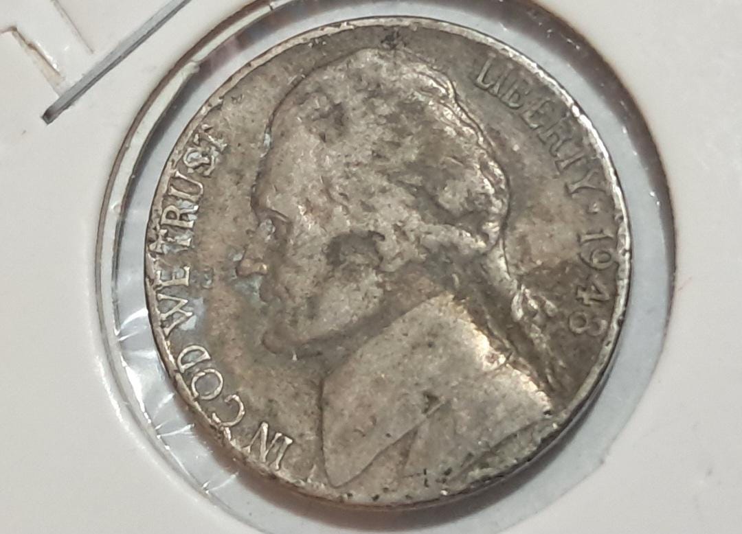RARE 1948 Struck Through Error Nickel Collectible Coin - Etsy