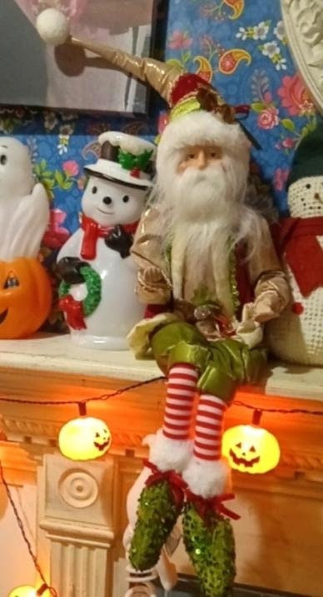 Rare Vintage Resin Posable Santa Christmas Elf Shelf Sitter Doll Fairy ...