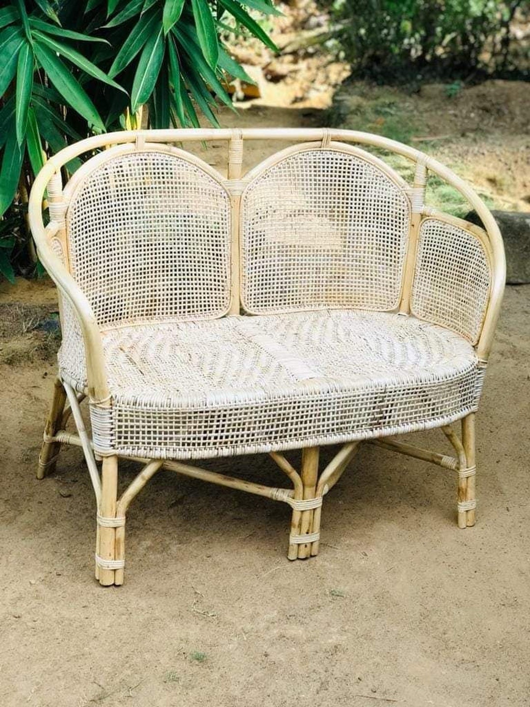 Handmade Cane Rattan Double Chair Living Room Decorative Cane Furniture ...