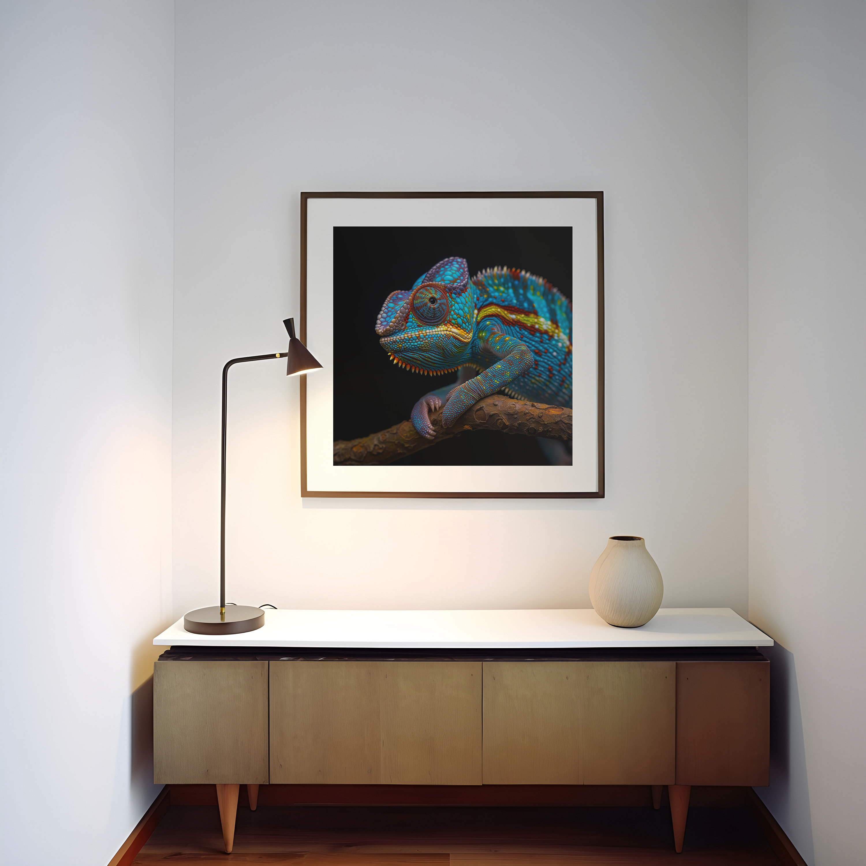 Colourful Chameleon Digital Print - Detailed Reptilian Digital Print ...