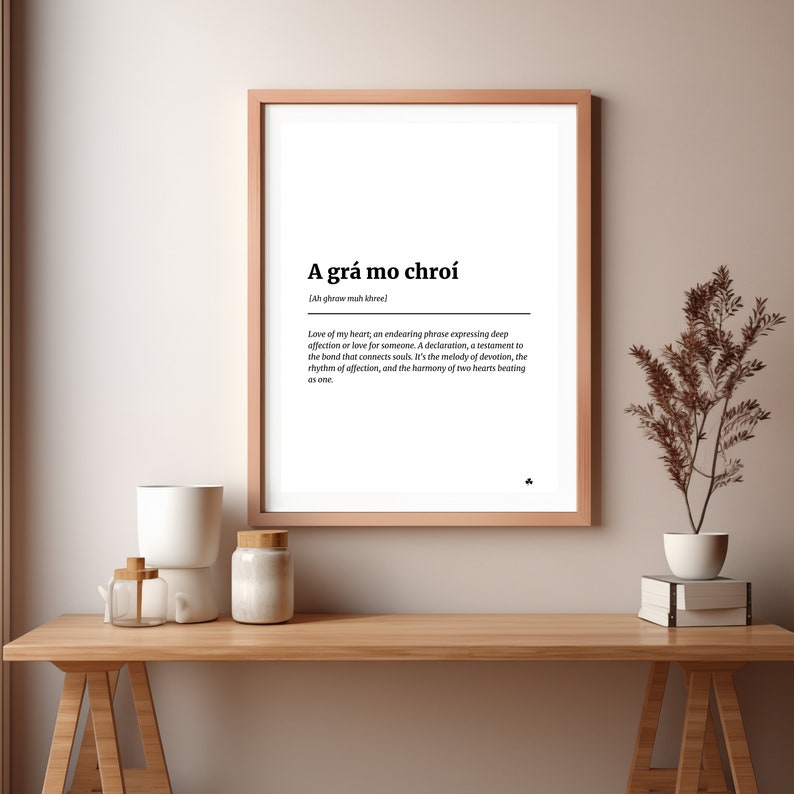 A Grá Mo Chroí Wall Art Gift, Irish Gift, Irish Print, Irish Home Decor ...
