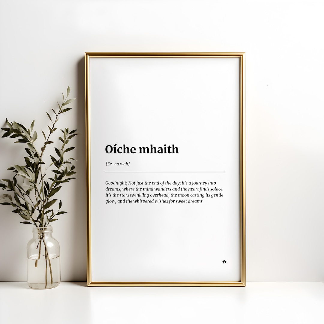 Oíche Mhaith Definition Wall Art Irish Gift, Irish Print, Irish Home ...