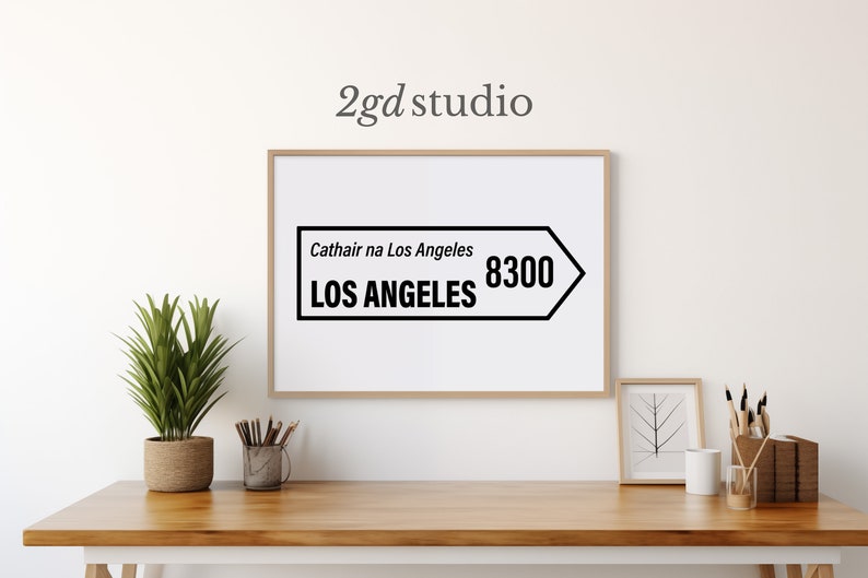 Los Angeles Custom Irish Road Sign - Digital Artwork Print - A4 - Etsy