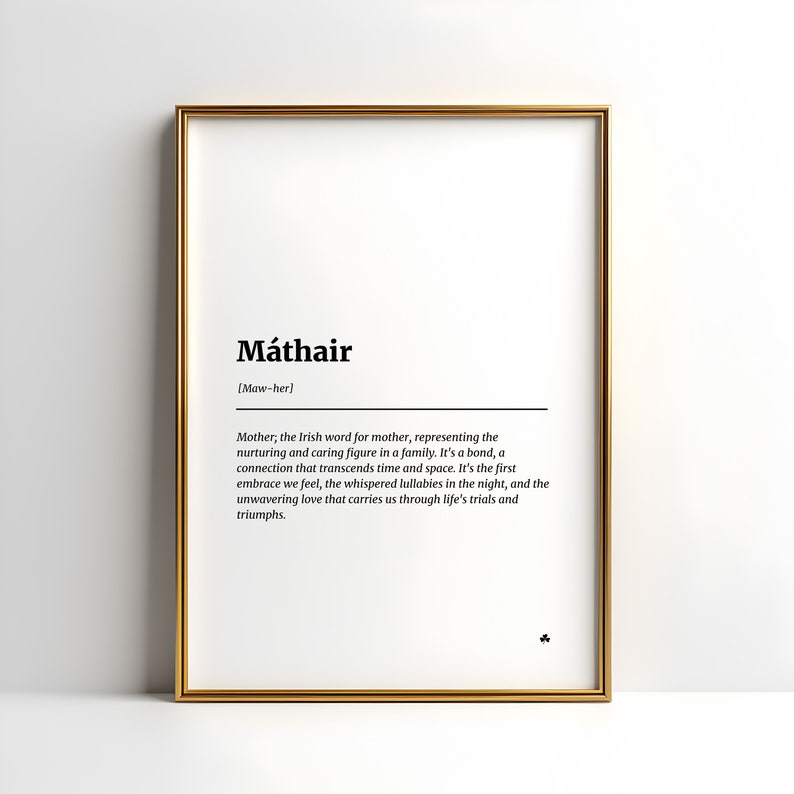 Mother Defintition Wall Art, Irish Gift, Irish Home Decor Print ...